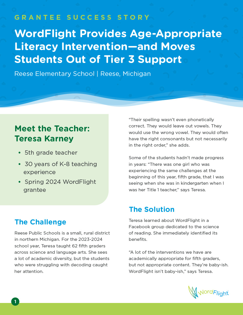 WordFlight Provides Age-Appropriate Literacy Intervention—and Moves Students Out of Tier 3 ...